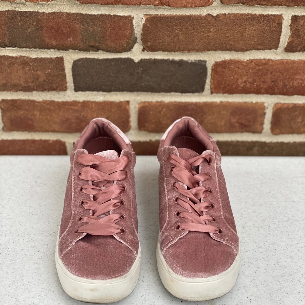 Pink Velvet Platform Sneakers - Gem